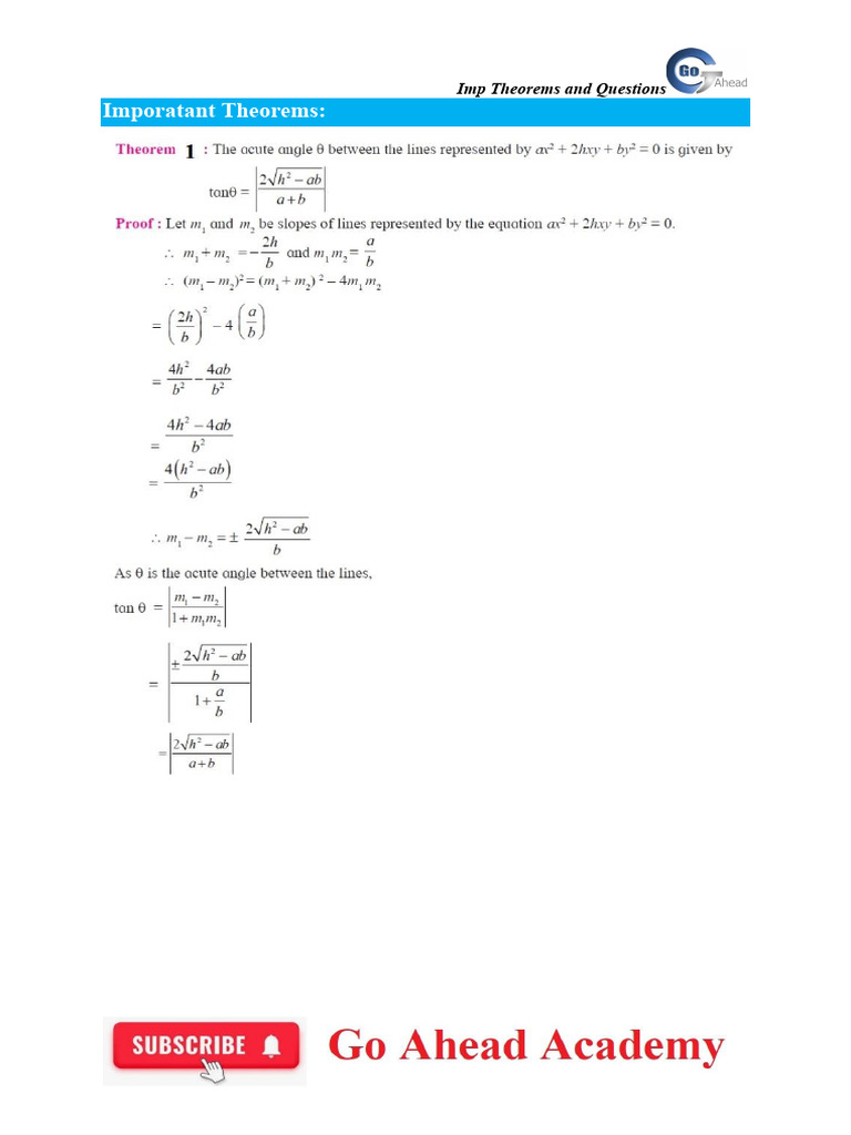 Mathematics-Theorems & IMP Questions | PDF