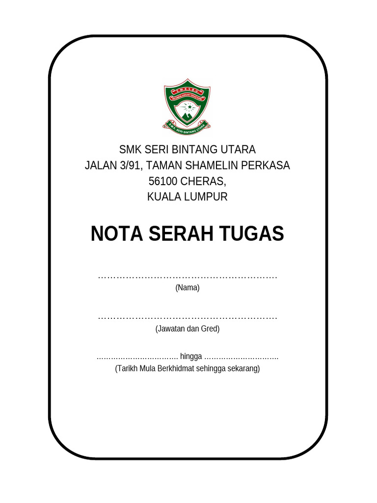 Nota Serah Tugas | PDF