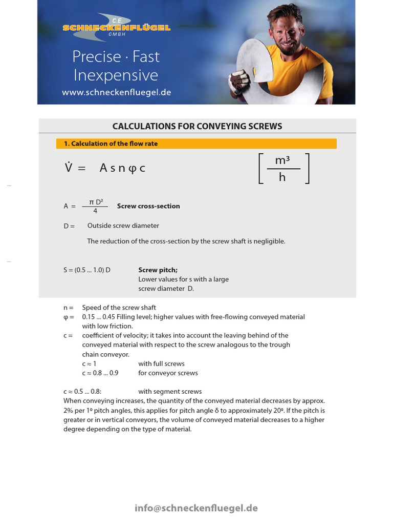 Conveying Screw Calculations Guide | PDF | Flax | Lime (Material)