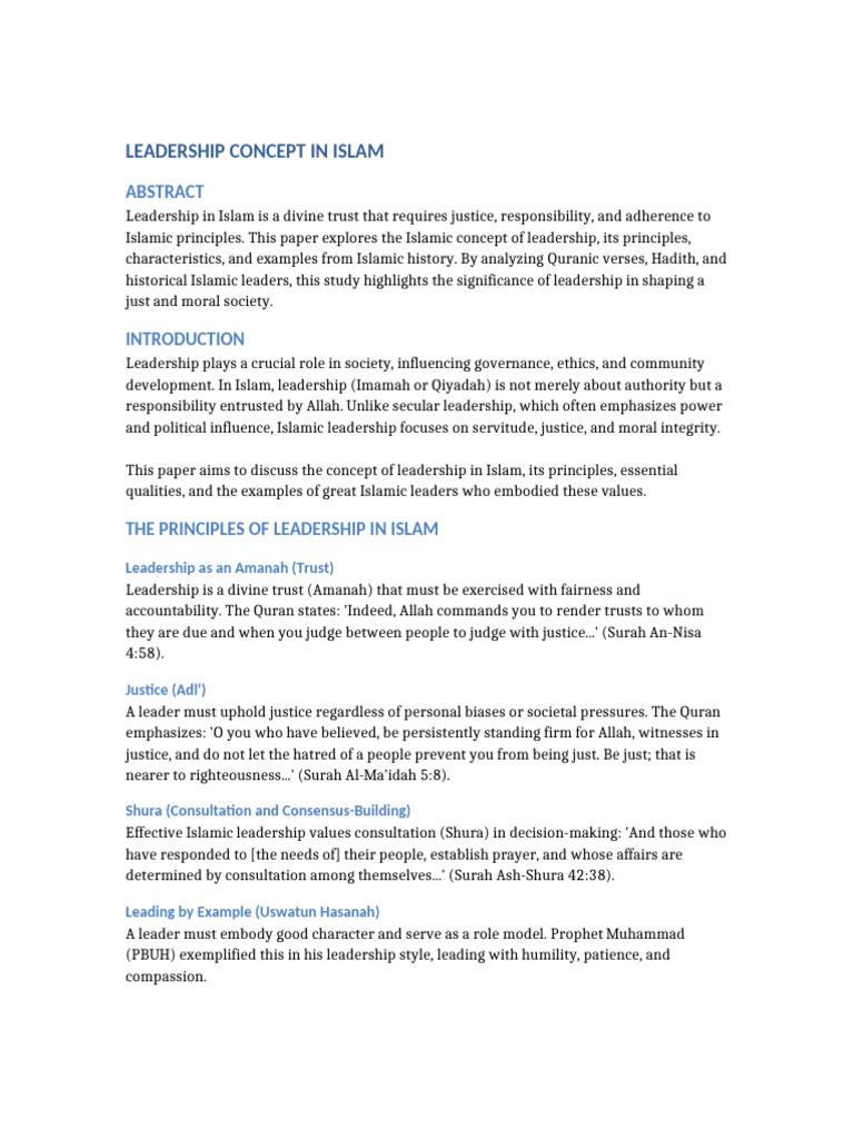 Islamic Leadership Principles Explained | PDF | Muhammad | Abrahamic ...