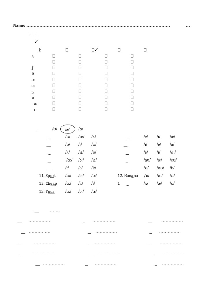 Afternoon Pronunciation Test 2020 - 2021 | PDF | Linguistics