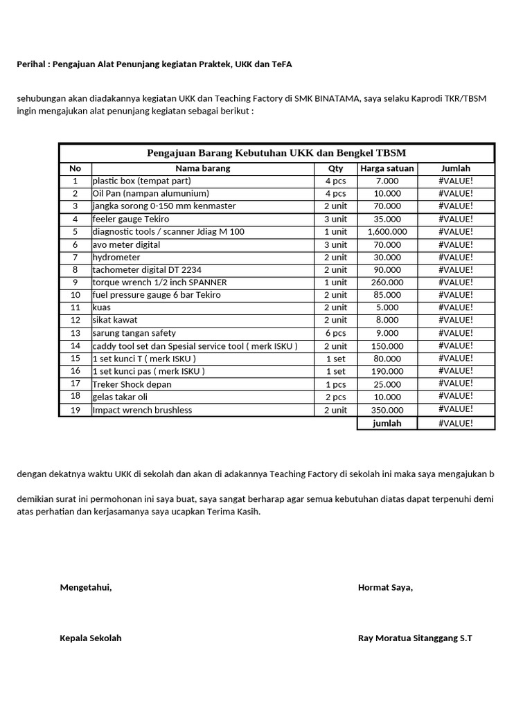 Pengajuan Barang | PDF