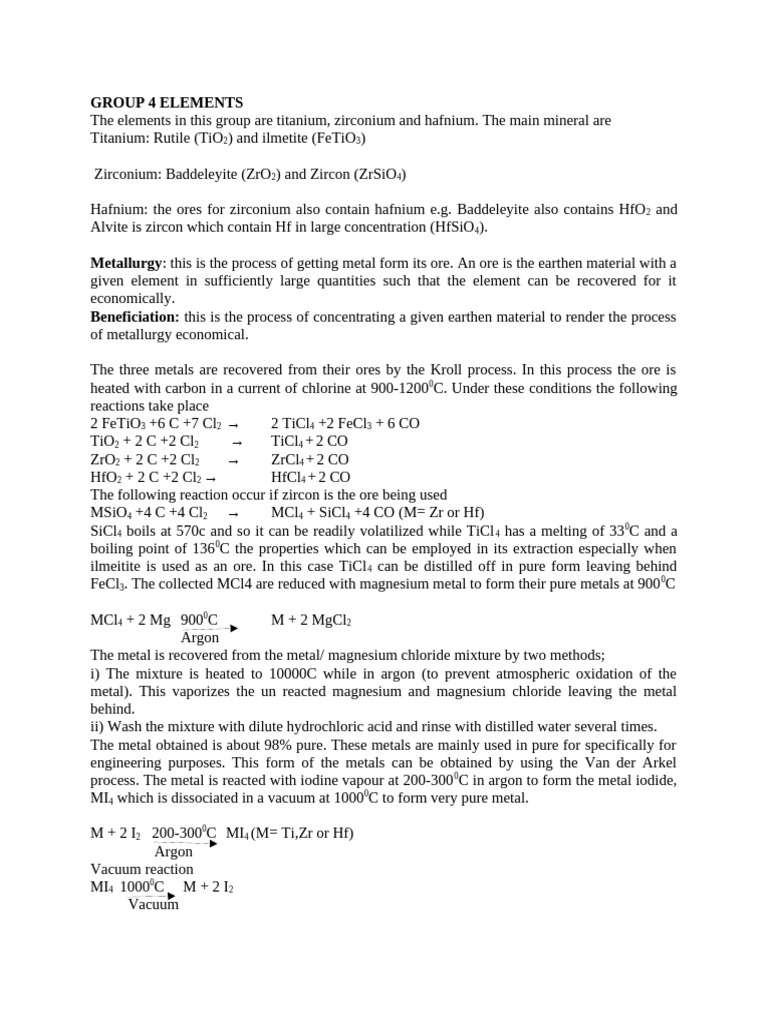 Overview of Group 4 Elements | PDF | Titanium | Zirconium