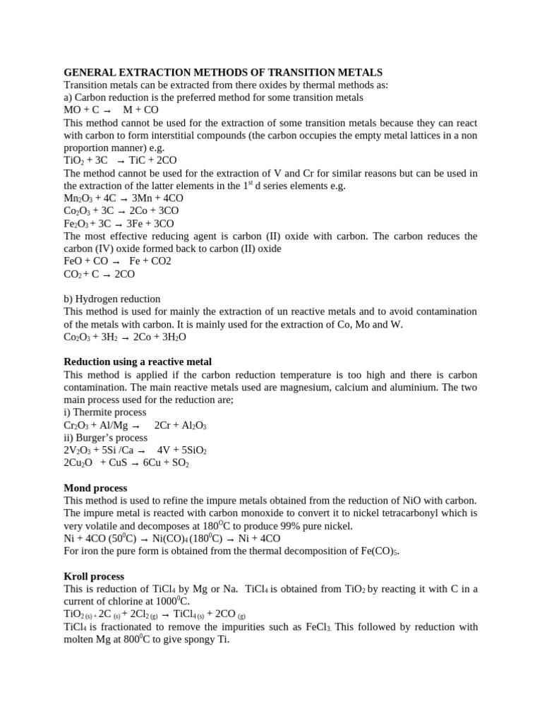 Titanium Extraction Methods in Chemistry | PDF | Salt (Chemistry ...