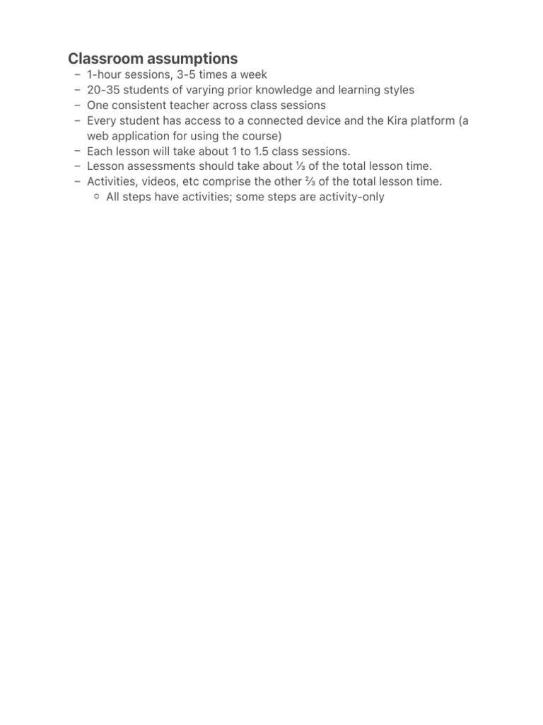 Classroom Learning Structure Overview | PDF
