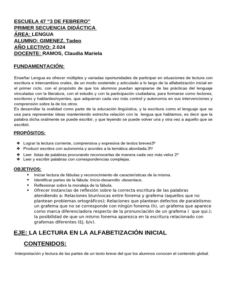 2º Y 3º GRADO LA FÁBULA[3798] | PDF | Escritura | Literatura