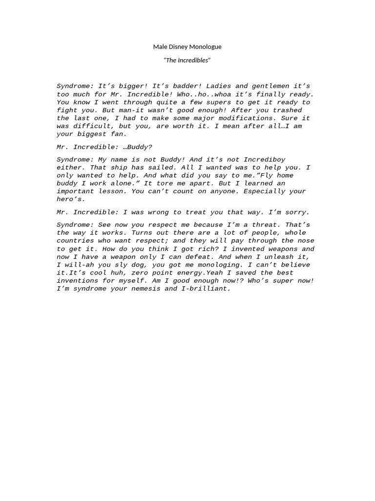 Disney Monologues | PDF