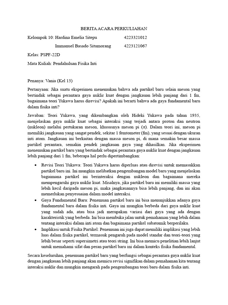 Revisi Teori Yukawa dan Peran Meson | PDF