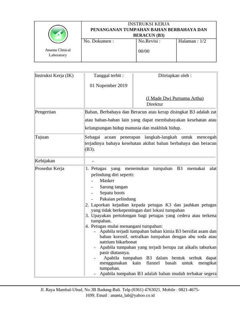 Ik-Penanganan Tumpahan Bahan Berbahaya Dan Beracun (B3) | PDF