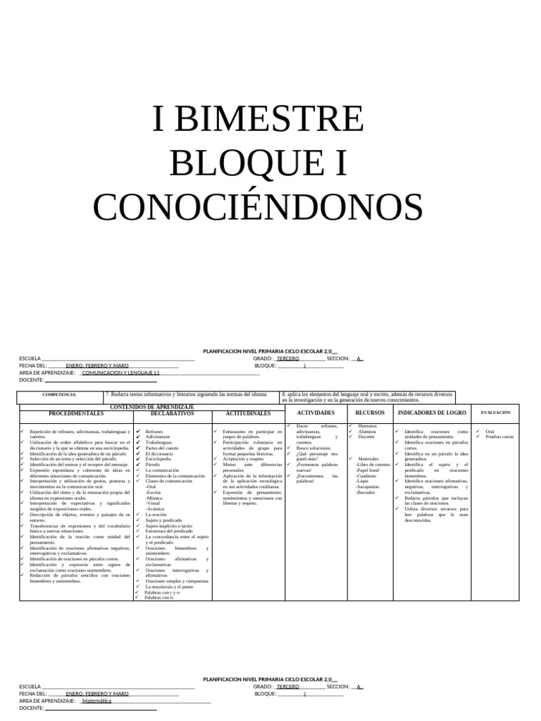 PLANIFICACION NIVEL PRIMARIA 3o. Primaria 2023 | PDF | Sustracción | Ritmo
