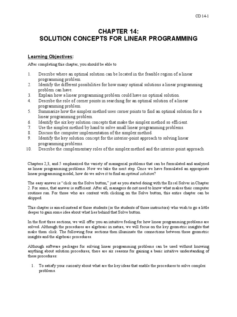 Chapter 14 | PDF | Linear Programming | Mathematical Optimization