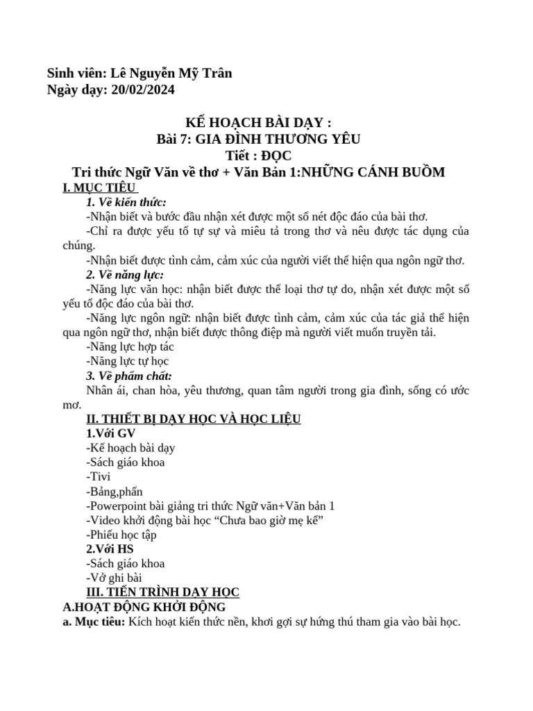 KHBD tri thức đọc hiểu+Văn bản 1 bài 7 | PDF