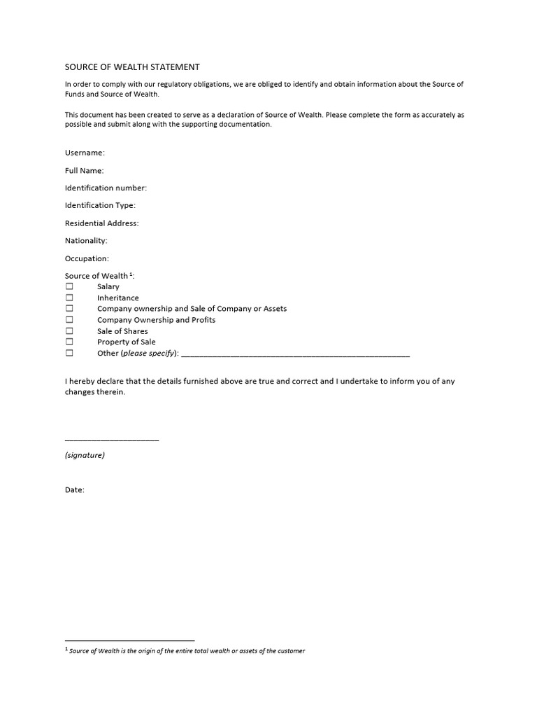 Source of Wealth Declaration Form | PDF