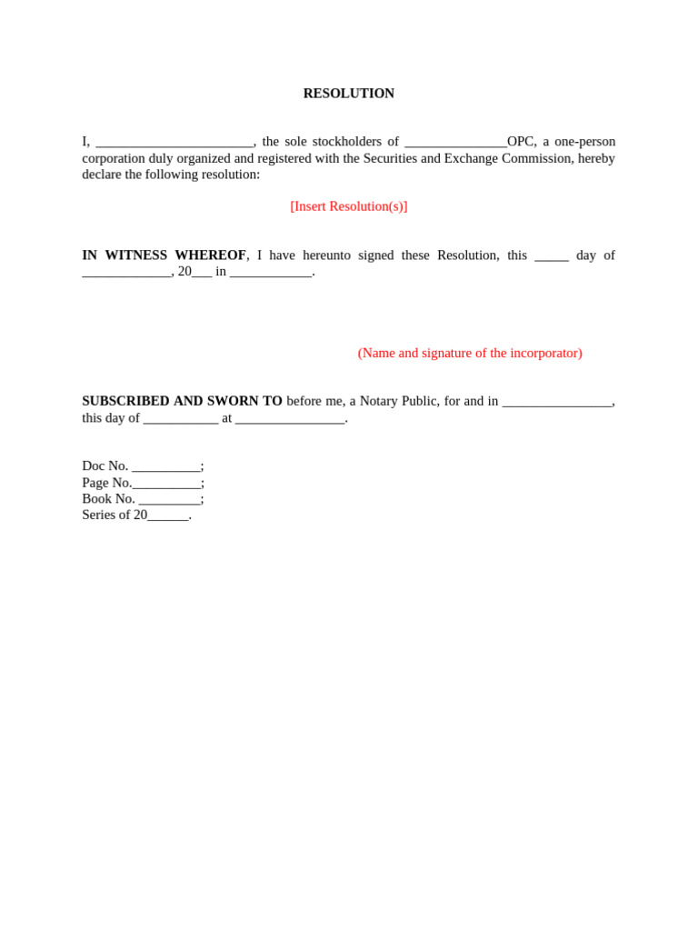 Draft Resolution OPC | PDF