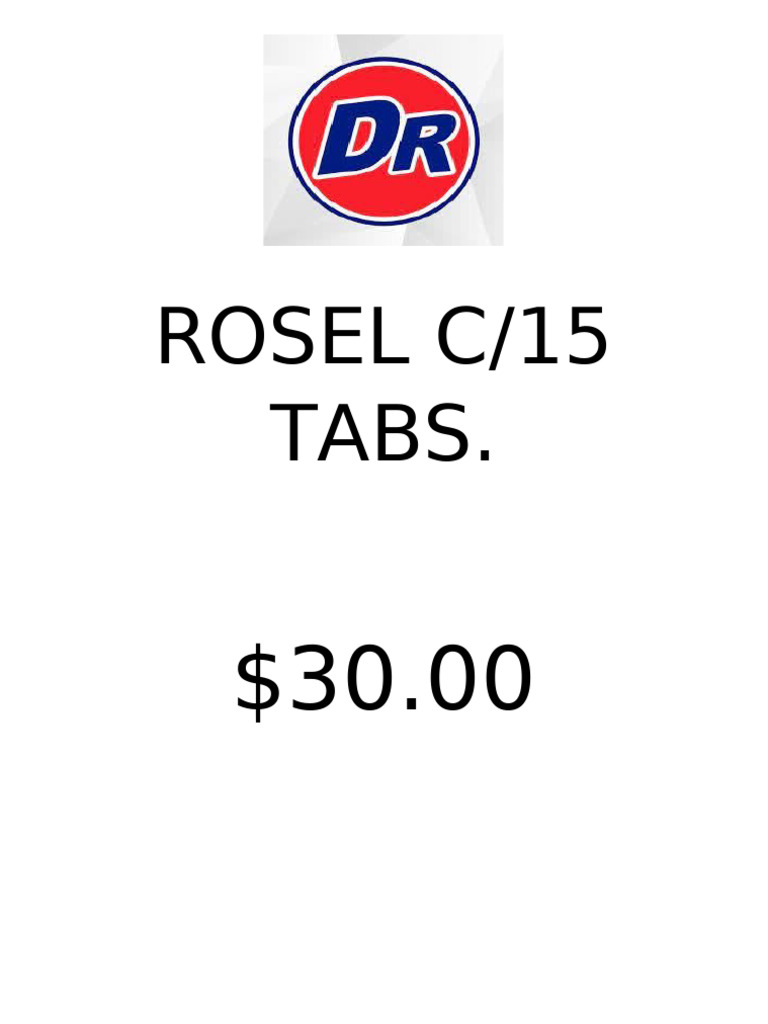 ROSEL C/15 Tabs for $30.00 | PDF