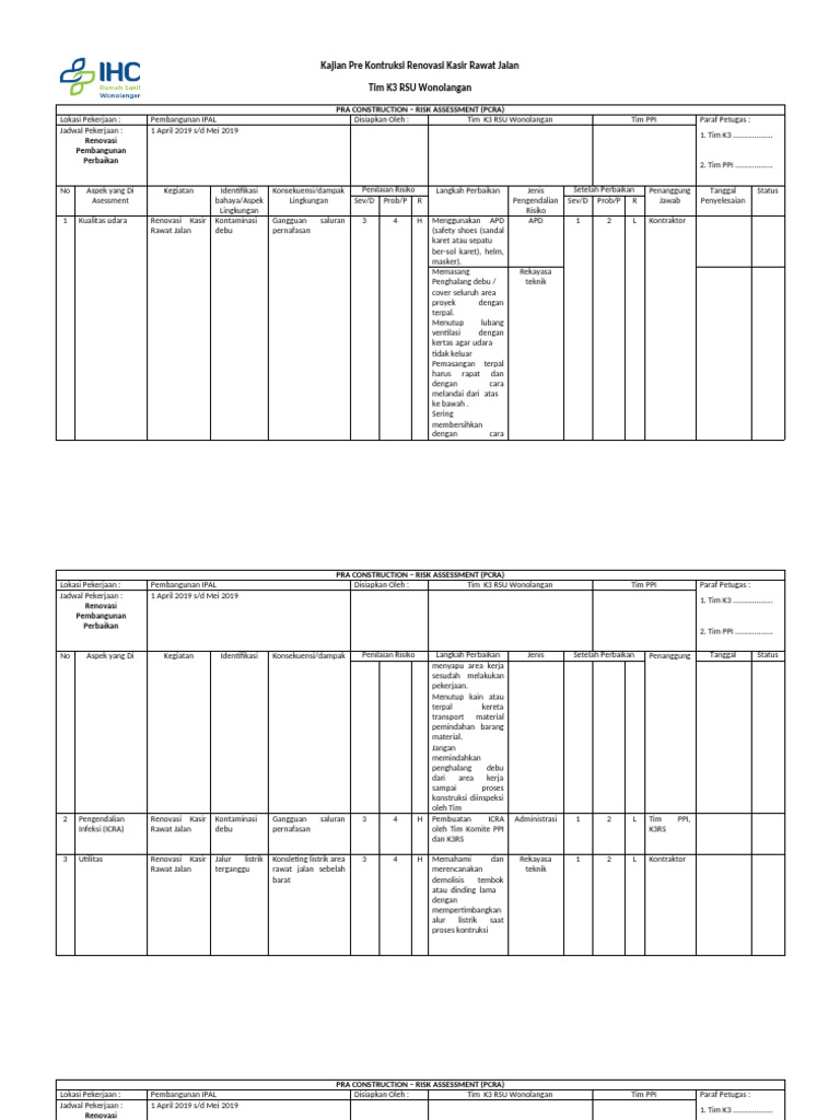 1.pcra Renovasi Kasir Rawat Jalan - Form Ass | PDF