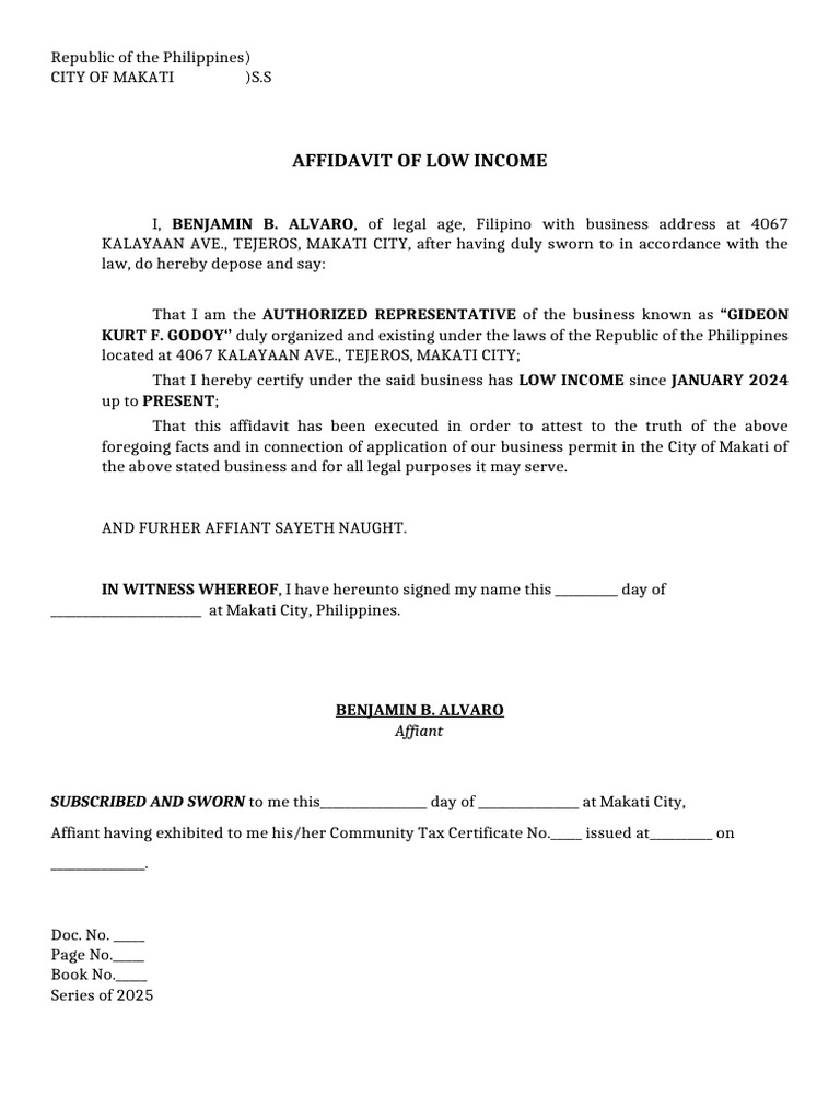 Affidavit of Low Income | PDF