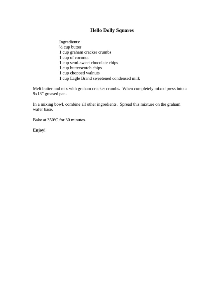 Hello Dolly Squares | PDF