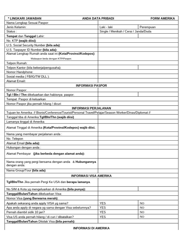 Form Usa Kosongan | PDF