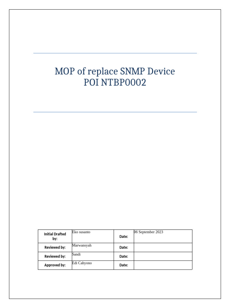 MOP Replace SNMP Device NTBP0002 | PDF | Information Science | Computer Science