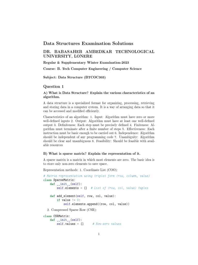 Data Structures Exam Solutions 2023 | PDF | Queue (Abstract Data Type) | Algorithms And Data ...