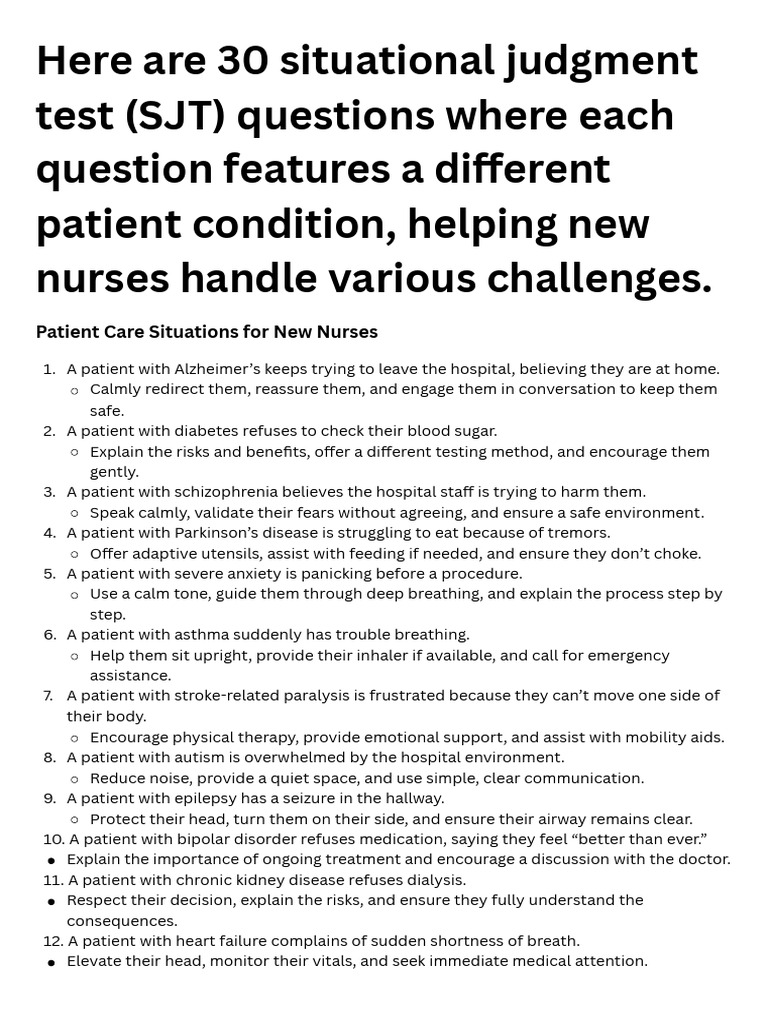 Here Are 30 Situational Judgment Test (SJT) Questions Where Each ...