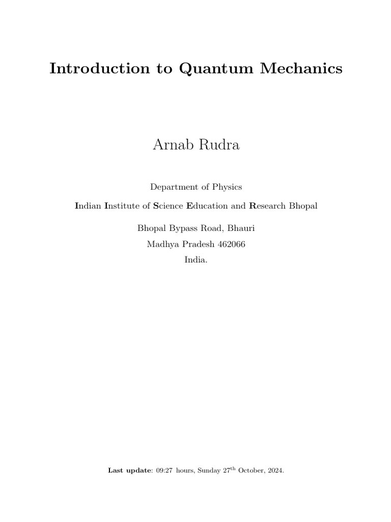 Introduction to Quantum Mechanics Guide | PDF | Vector Space ...