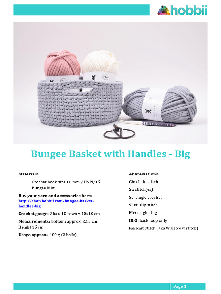 Bungee Kurv Med Hank Stor Us | PDF | Crochet | Crafts