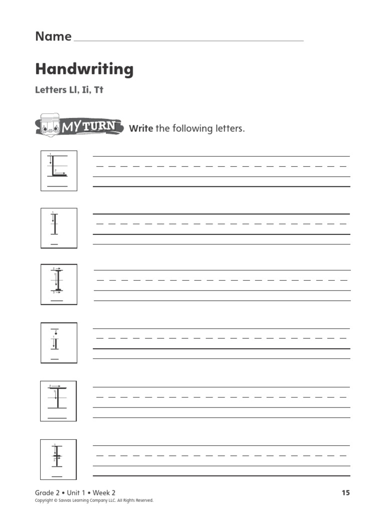 Handwriting Practice - Letters LL, Ii, TT | PDF