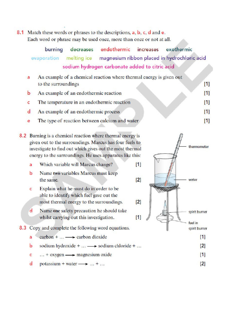 Year 8 Chemical Reaction | PDF