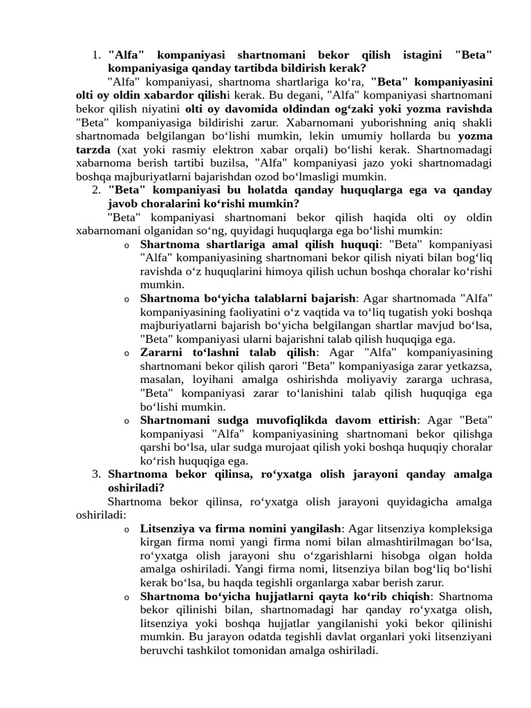 1-kazus javobi | PDF