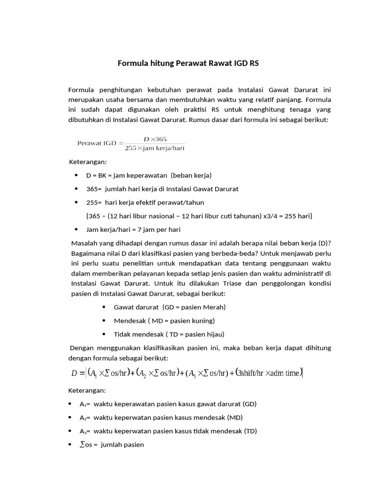 Formula Hitung Perawat IGD RS | PDF