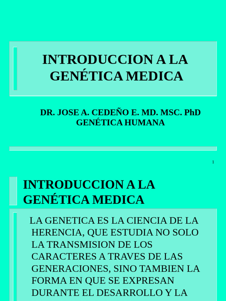 2-Introduccion A La Genetica Medica I | PDF | Dominancia (Genética) | Alelo