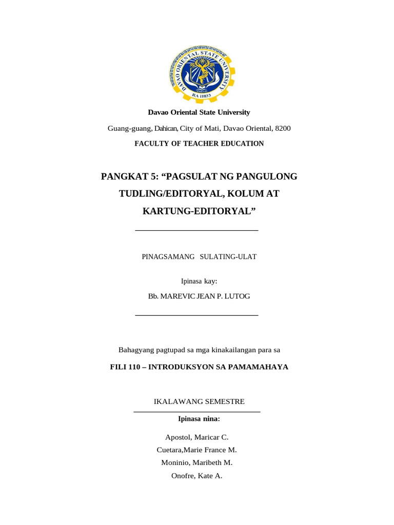 Pangkat 5 Fili110 Sulating Ulat (Edited File) | PDF
