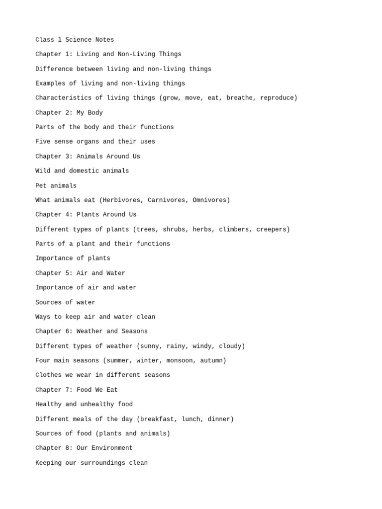 Class1st Importanat Topics Cience | PDF
