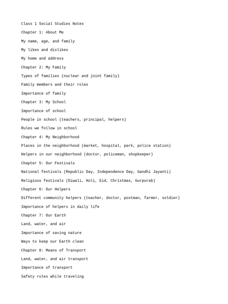 sst important tpoics class 1st ncert ] | PDF