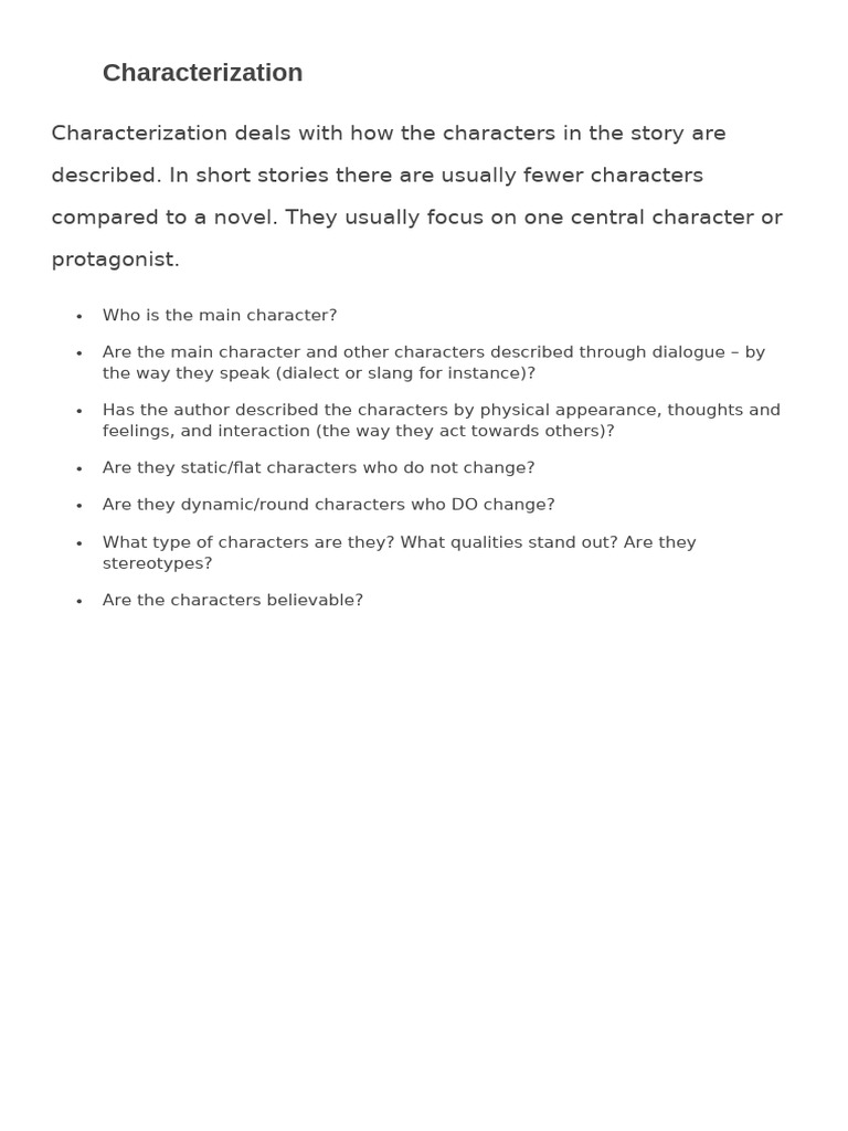 Characterization | PDF