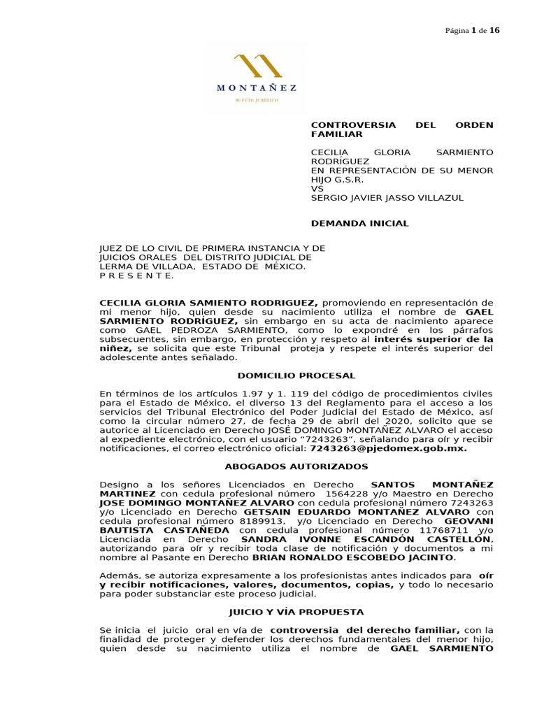 Demanda Ceci | PDF | Pensión alimenticia