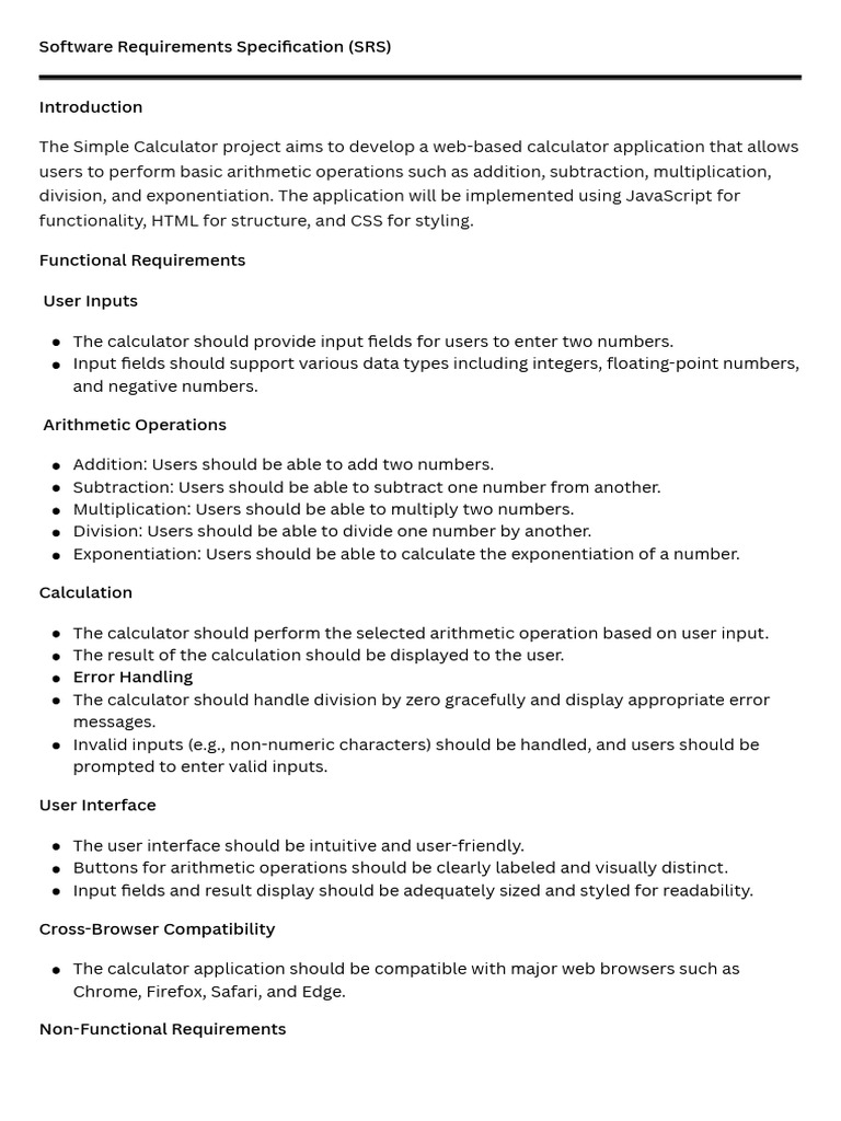 Software Requirements Specification (SRS) | PDF | Arithmetic | Software ...