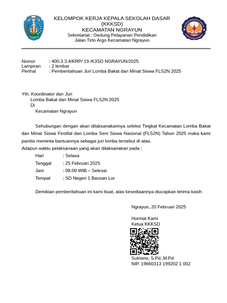 Pemberitahuan Juri FLS2N 2025 | PDF