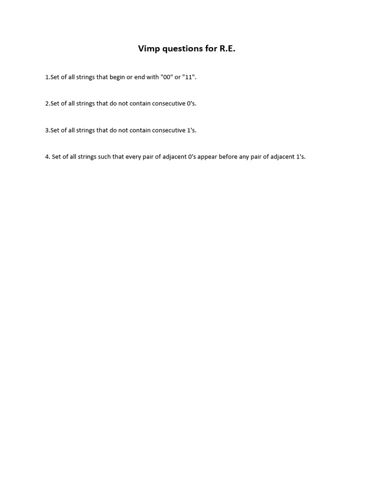 03 CH 01 Vimp Questions TUTORIAL for RE (13 Jan) | PDF