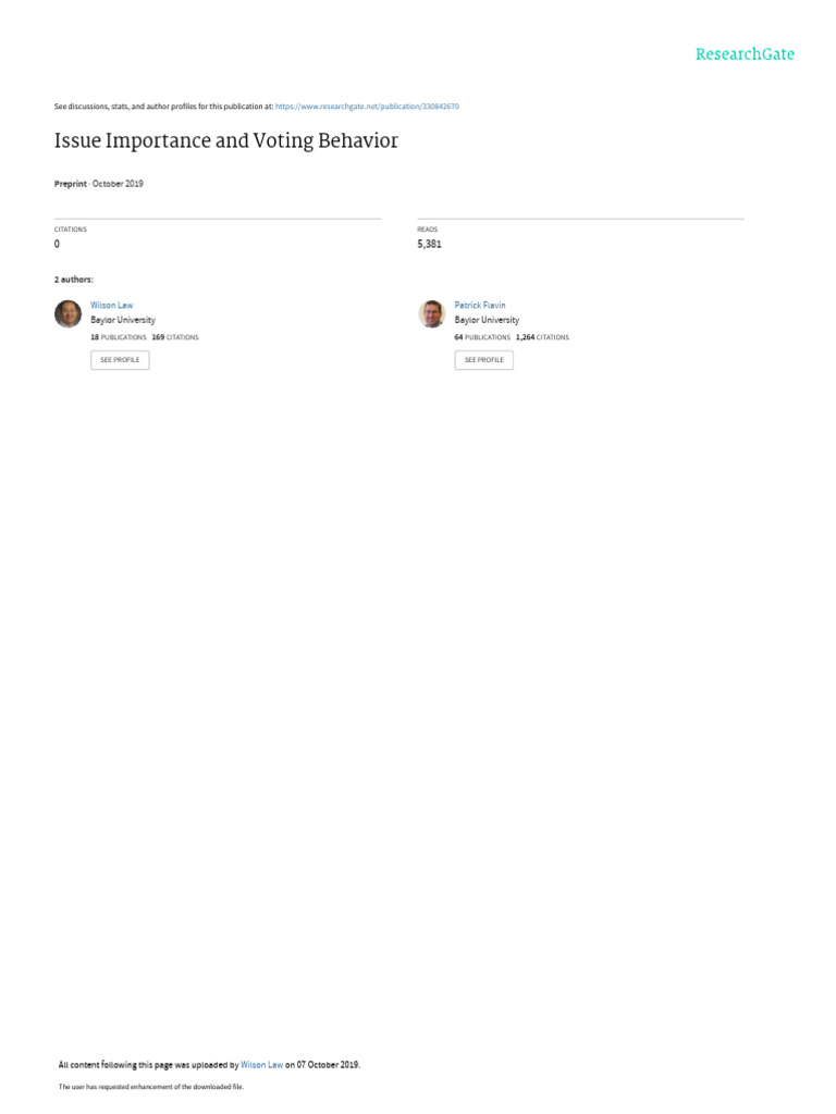 Issue Importance and Voting Behavior | PDF | Voting | Policy