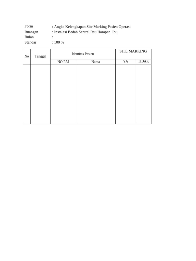 Site Marking Pasien Operasi RSU Harapan Ibu | PDF