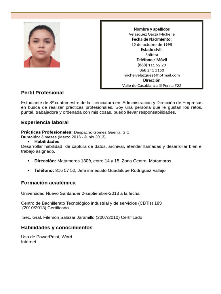 Curriculum Michelle Velazquez | PDF