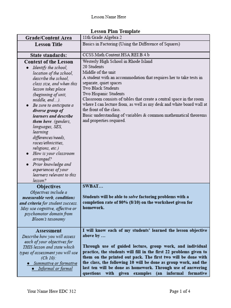 Towne Eric Lessonplan | PDF | Learning | Motivational
