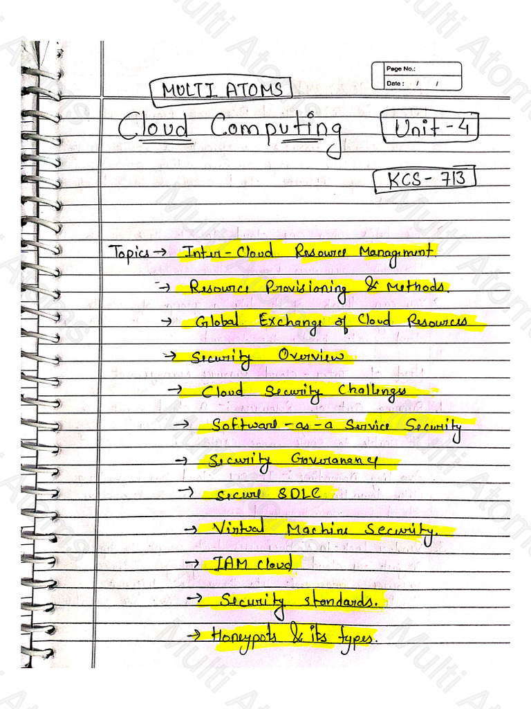 Cloud Computing Unit 4 by MultiAtoms | PDF