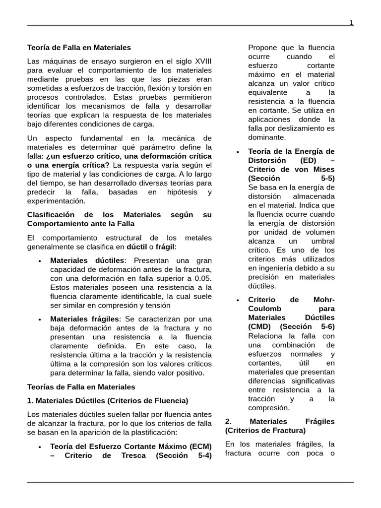 Teoría de Falla en Materiales | PDF | Mecánica de sólidos | Ciencia de ...