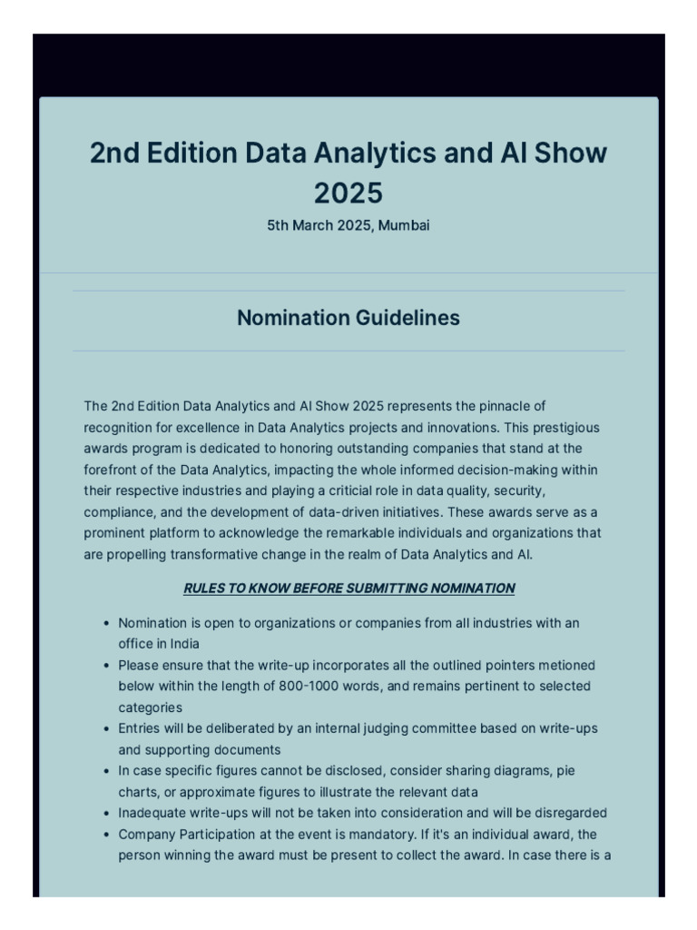 Data Analytics Innovator Awards 2025 | PDF | Computing