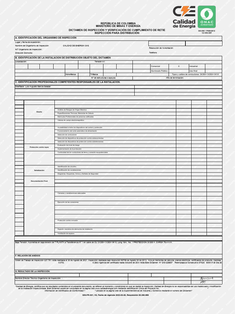 6819 RETIE Torre Empresarial Vihara 106C-2 | PDF | Electromagnetismo | Ingenieria Eléctrica