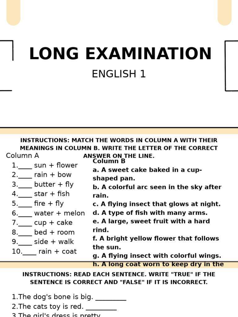 ENGLISH-1-LONG-EXAMINATION | PDF
